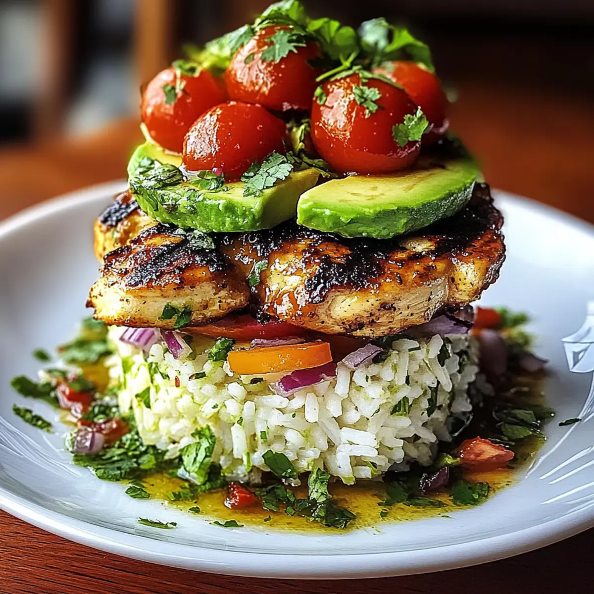 Easy Honey Lime Chicken & Avocado Rice Stack – Deliciously Healthy