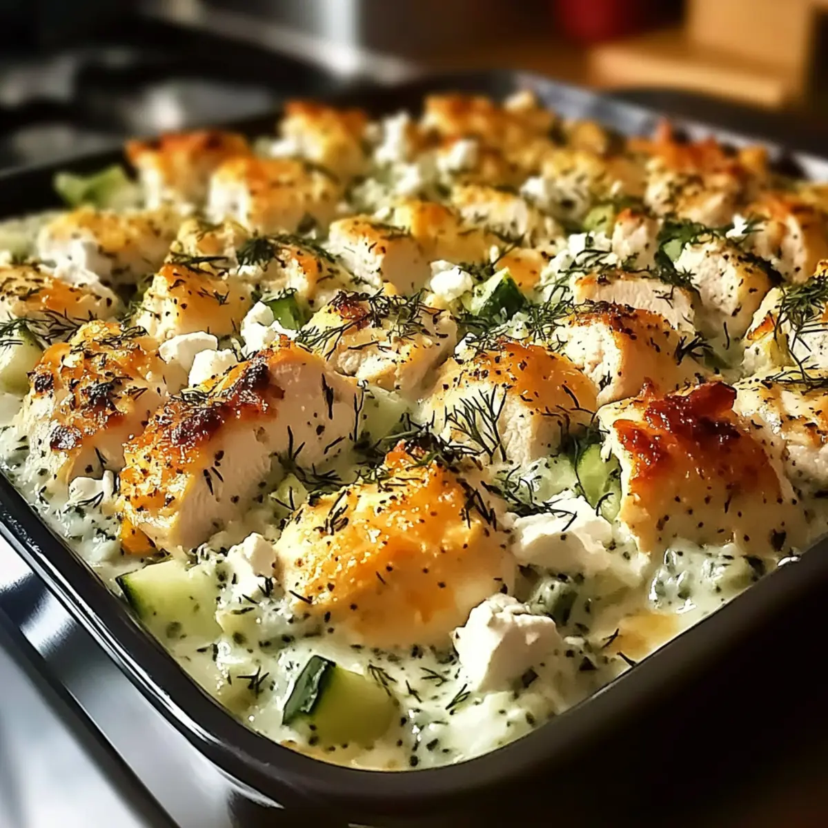 Easy Dump-and-Bake Chicken Tzatziki Casserole - Delicious Comfort