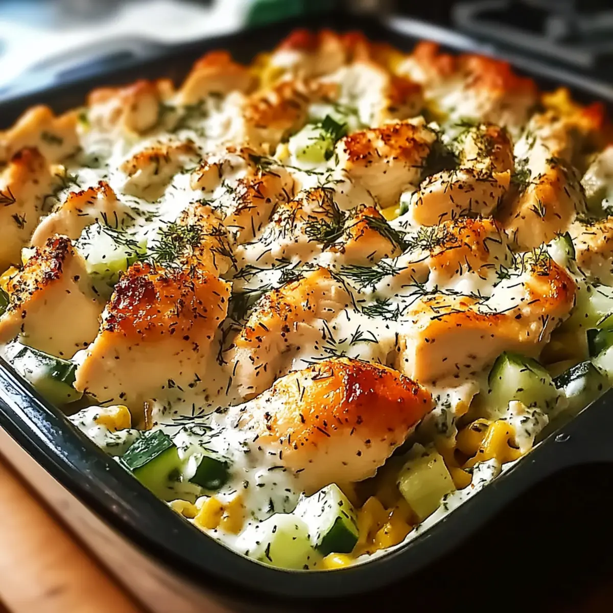 Easy Dump-and-Bake Chicken Tzatziki Casserole - Delicious Comfort